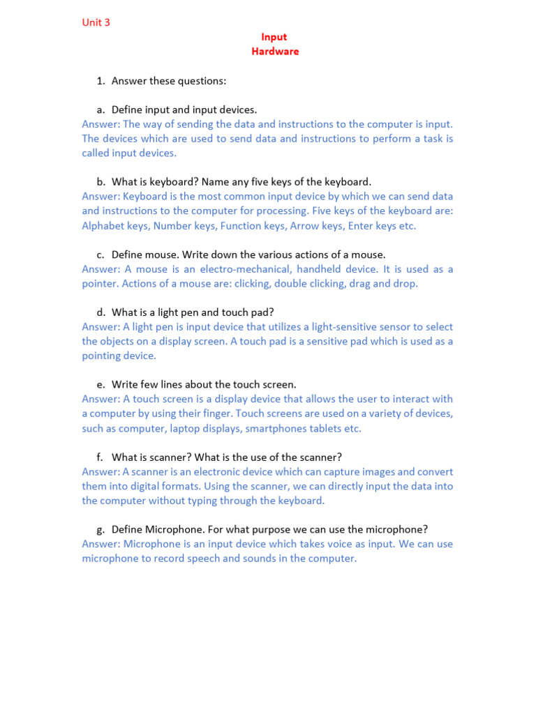 Intro to Computer Input Devices | PDF