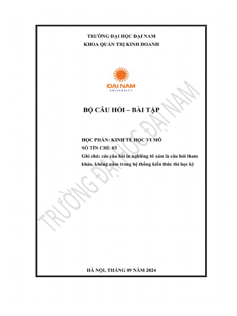 3 - (Cập Nhật Mới t102024) Bài Tập Kinh Tế Học Vi Mô + Ôn Thi (Ocr) | PDF