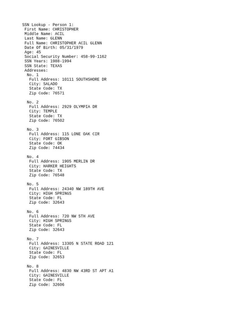 SSN Lookup for Christopher Glenn | PDF | Freight Transport | United ...