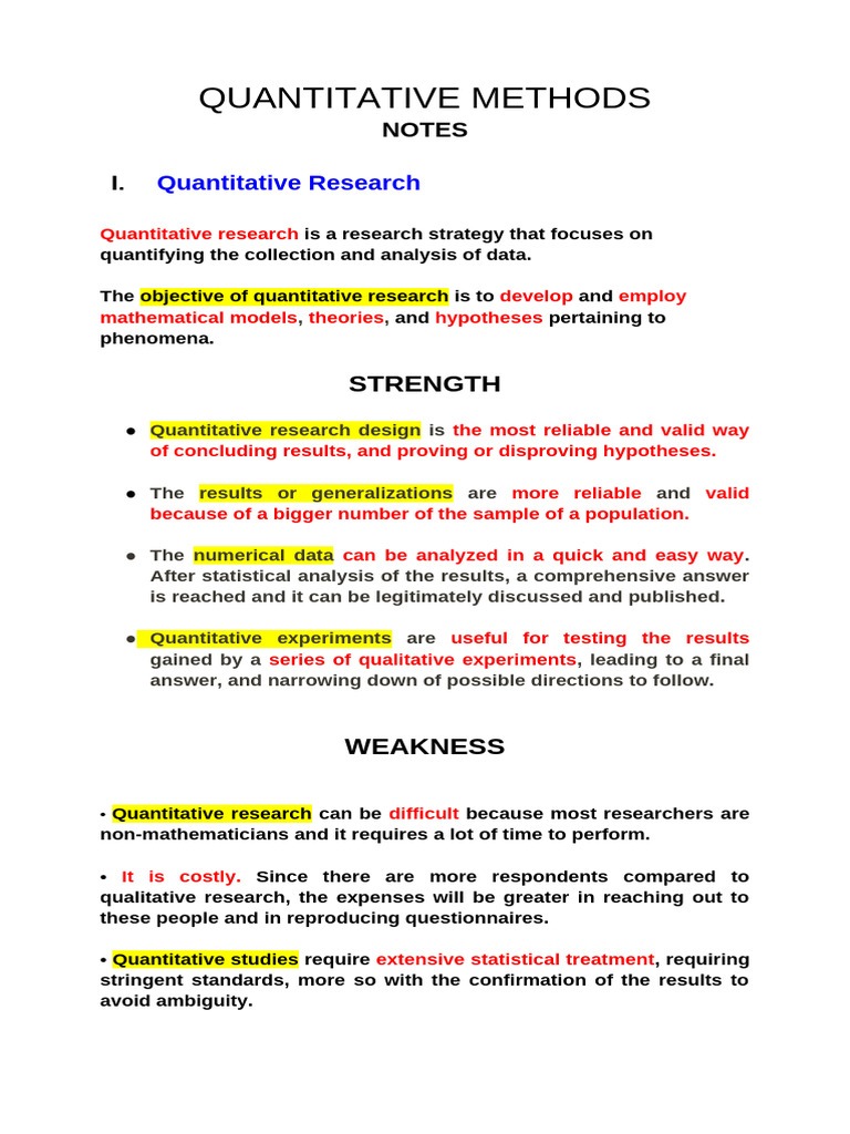 QUANTITATIVE METHODS | PDF | Quantitative Research | Sampling (Statistics)