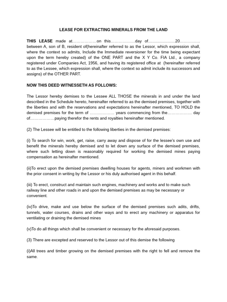 Quarry Lease Agreement Overview | PDF | Lease | Common Law