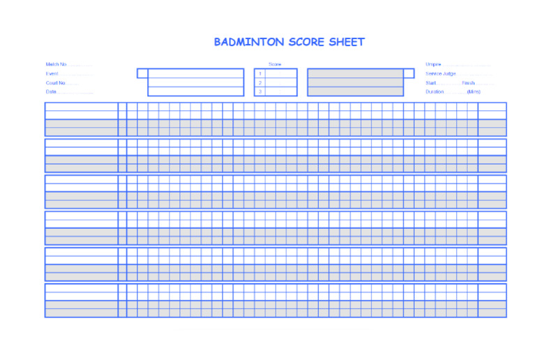 Badminton Score Sheets | PDF