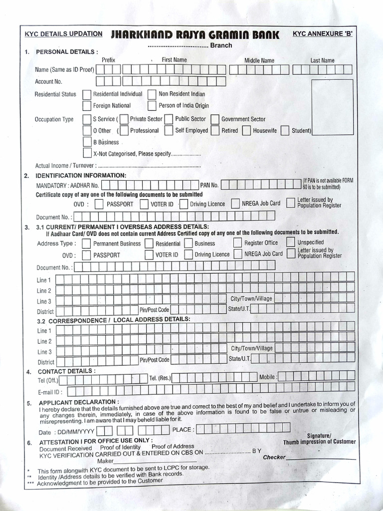 Jharkhand Gramin Kyc Form | PDF