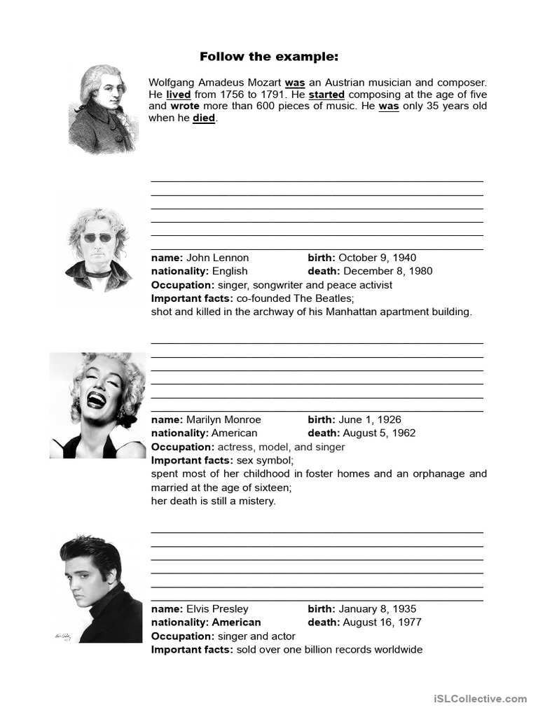 Simple Past Famous People | PDF