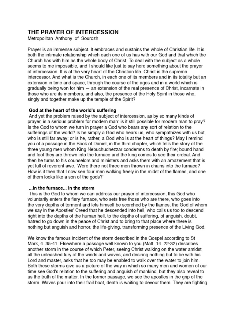 Understanding the Prayer of Intercession | PDF | Jesus | Baptism