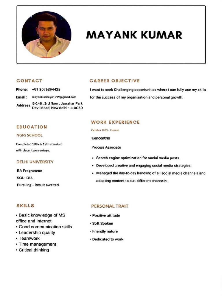 Mayank - Kumar CV | PDF