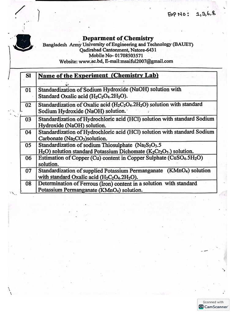Chemistry Lab | PDF