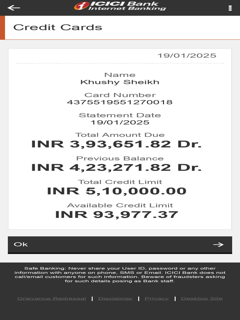 View Credit Card Details | PDF