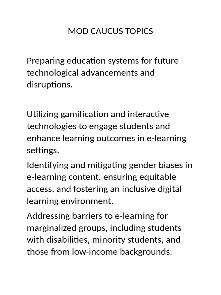 Mod Caucus Topics | PDF