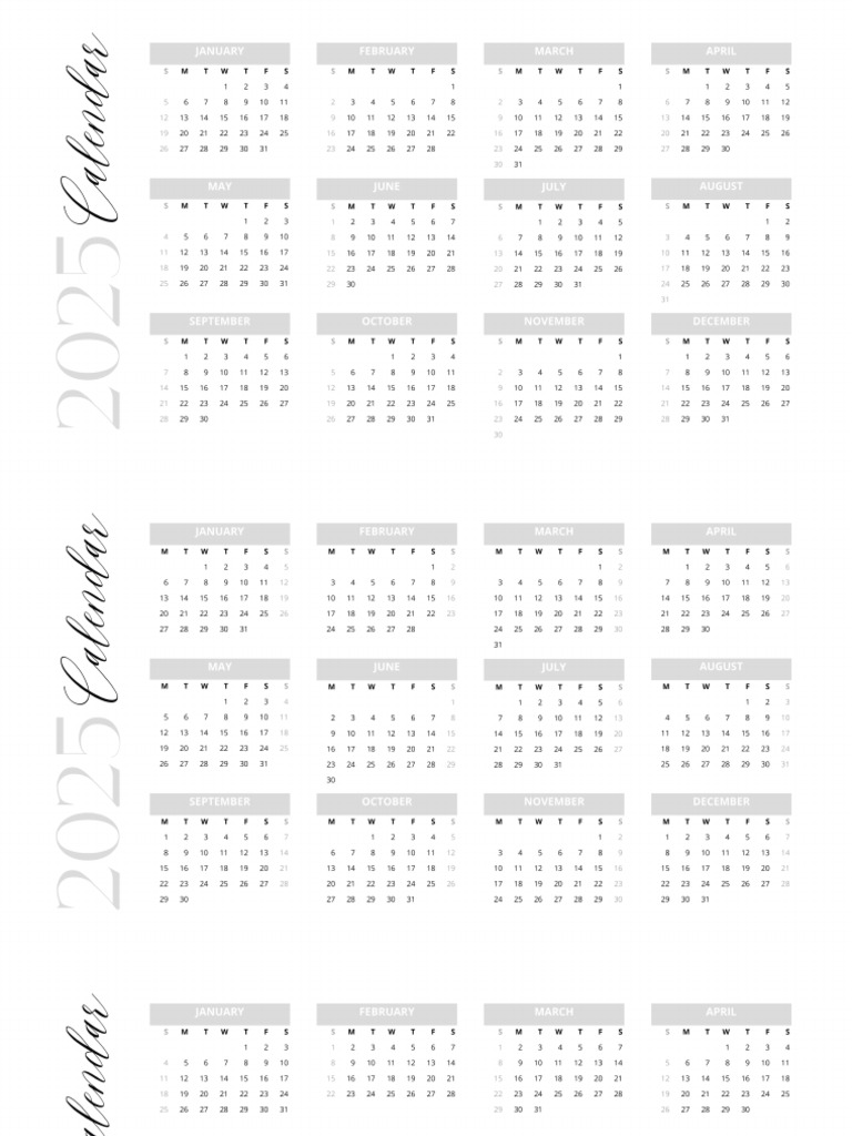 Black and White Simple Minimalistic 2025 2026 Year Monthly Calendar | PDF