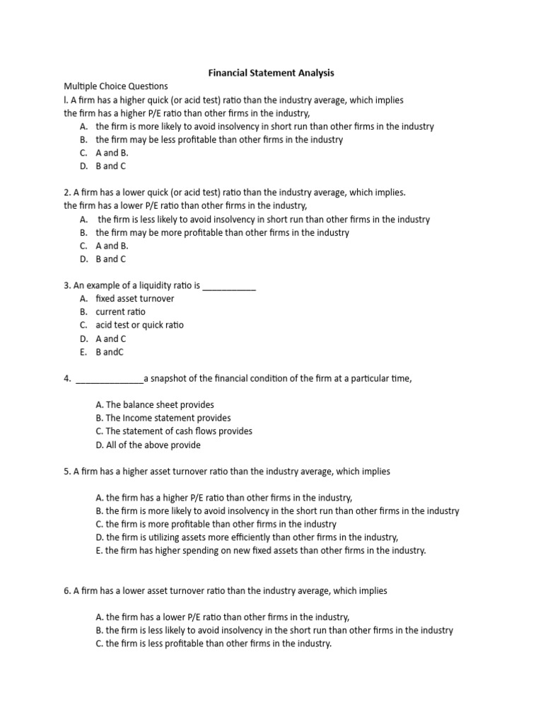 Strategic Business Analysis-Financial Statement Analysis Q1A | PDF ...