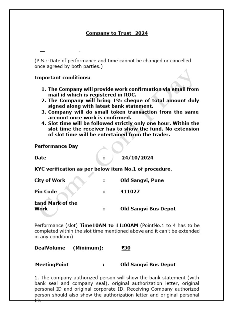 Trust Work Performance Guidelines 2024 | PDF | Banks | Cheque