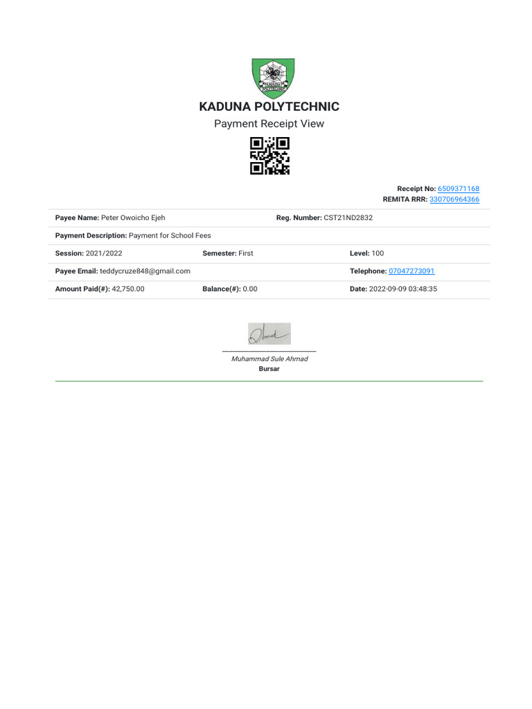 KADPOLY - Payment Receipt View | PDF