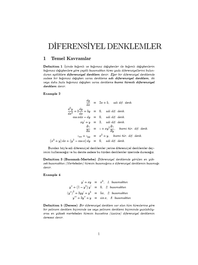 Diferansiyel Denklemler Vizeye Kadar | PDF