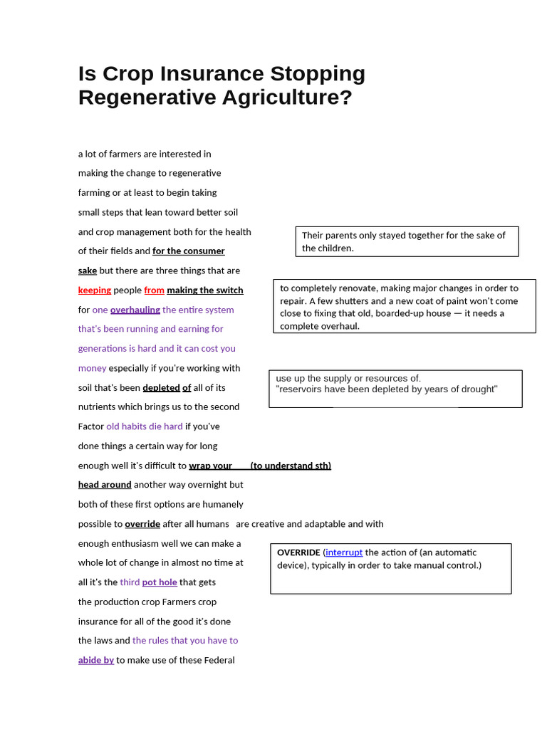 Is Crop Insurance Stopping Regenerative Agriculture | PDF | Agriculture ...