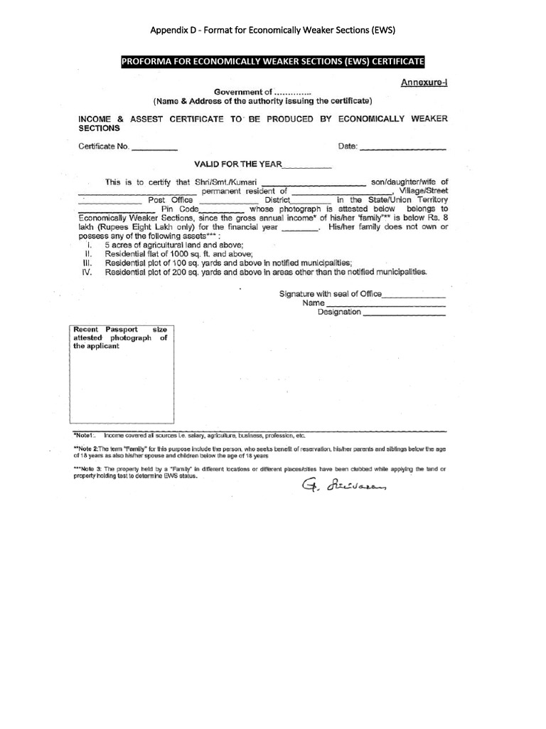 Appendix D EWS Certificate INI CET PG July 2021 | PDF