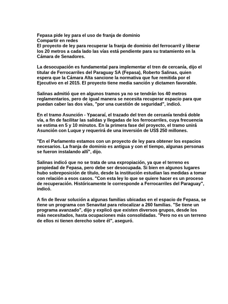 Franja de Dominio FEPASA | PDF