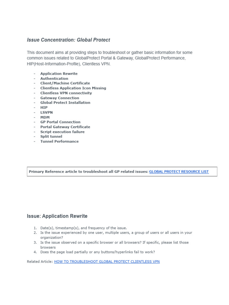 GlobalProtect Troubleshooting Guide | PDF | Computer Network | Firewall ...