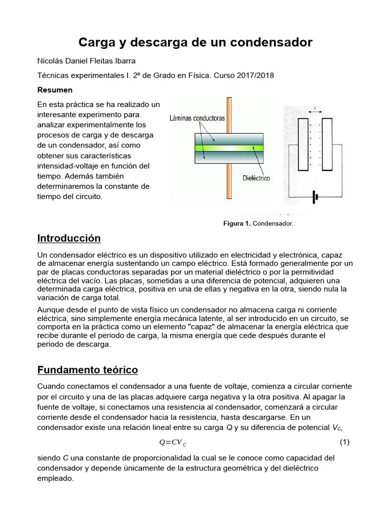 Memoria Carga y Descarga de Un Condensador | PDF | Condensador | Red eléctrica