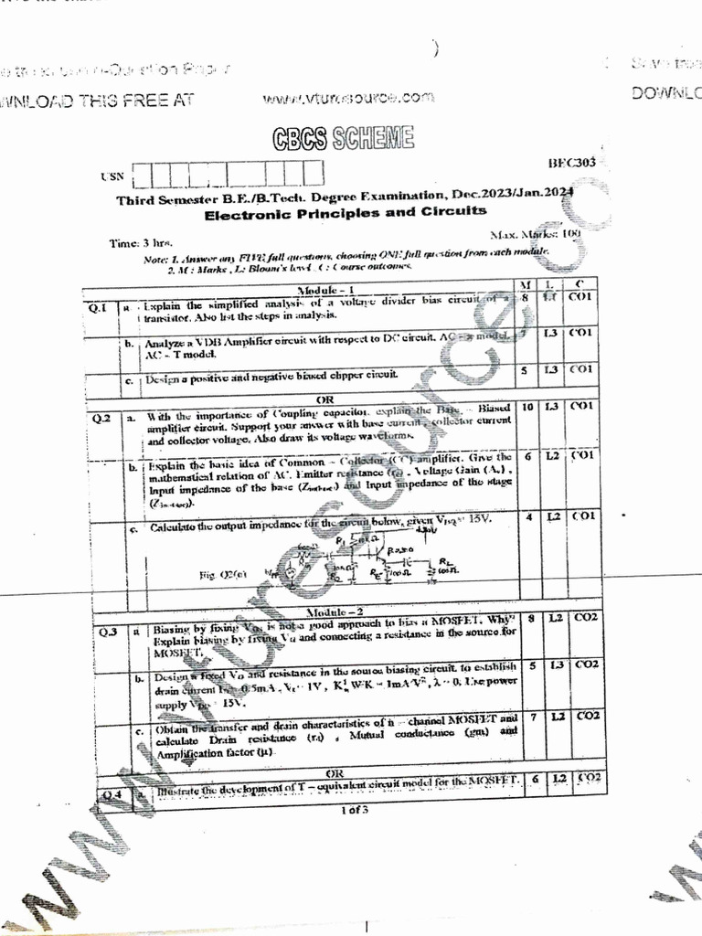 Epc Vtu Model Question Paper | PDF