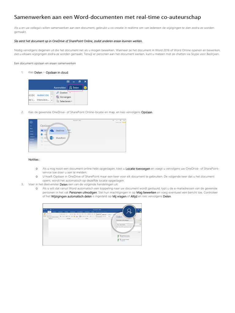 Samenwerken Aan Een Word-Documenten Met Real-Time Co-Auteurschap | PDF