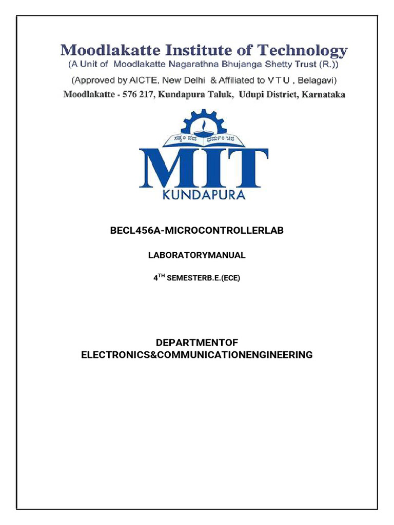 8051 Microcontroller Lab Manual | PDF | Microcontroller | Computing