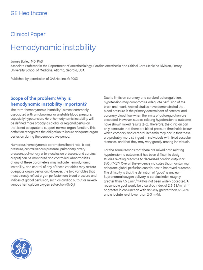 37 - Hemodynamic Instability - DOC0988423 | PDF | Blood Pressure ...