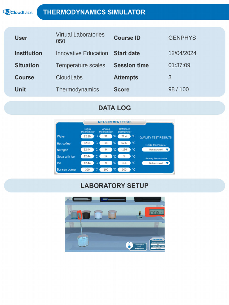 Temperature Scales - Virtual Lab | PDF