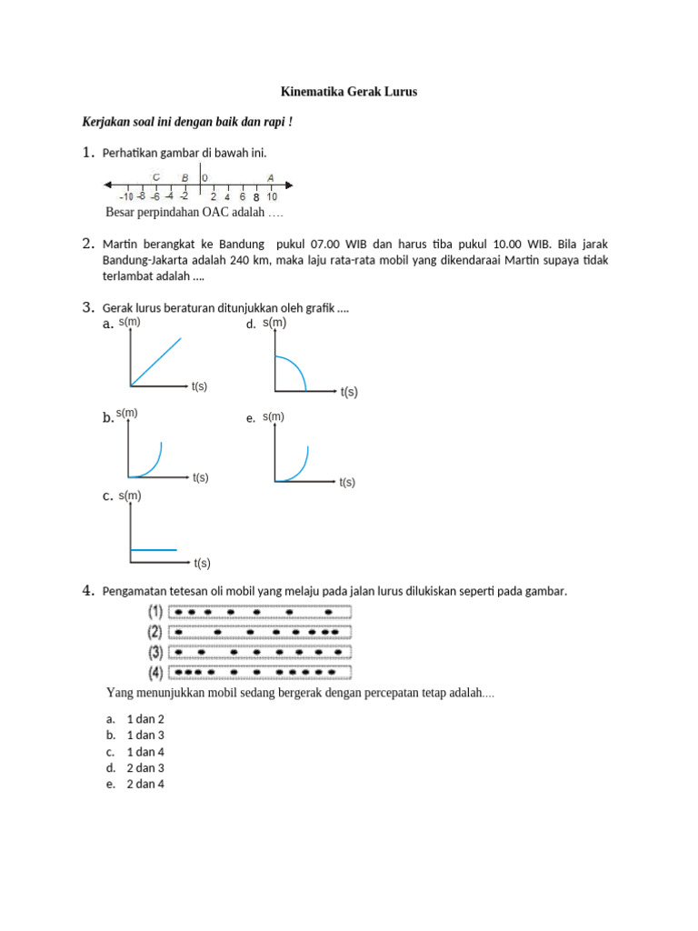 Soal Kinematika Gerak Lurus | PDF