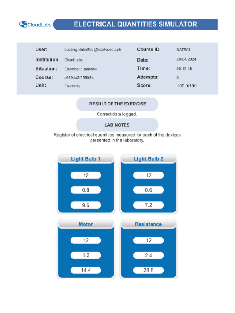 Electricity - Virtual Lab | PDF