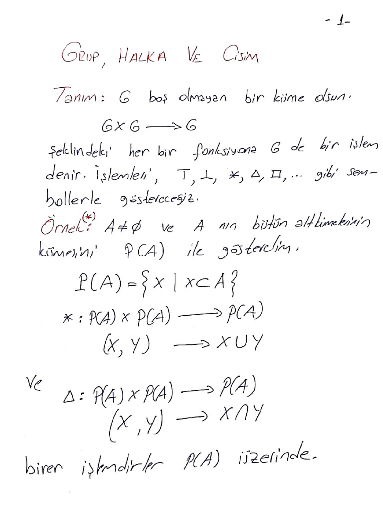 Lineer Cebir Notları | PDF