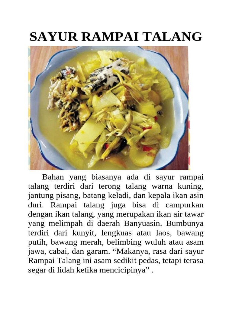 SAYUR RAMPAI TALANG | PDF