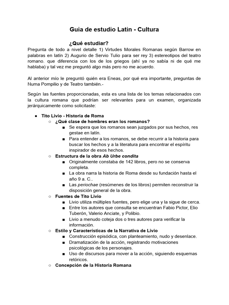Guia de Estudio Latin - Cultura | PDF | Comedia | latín
