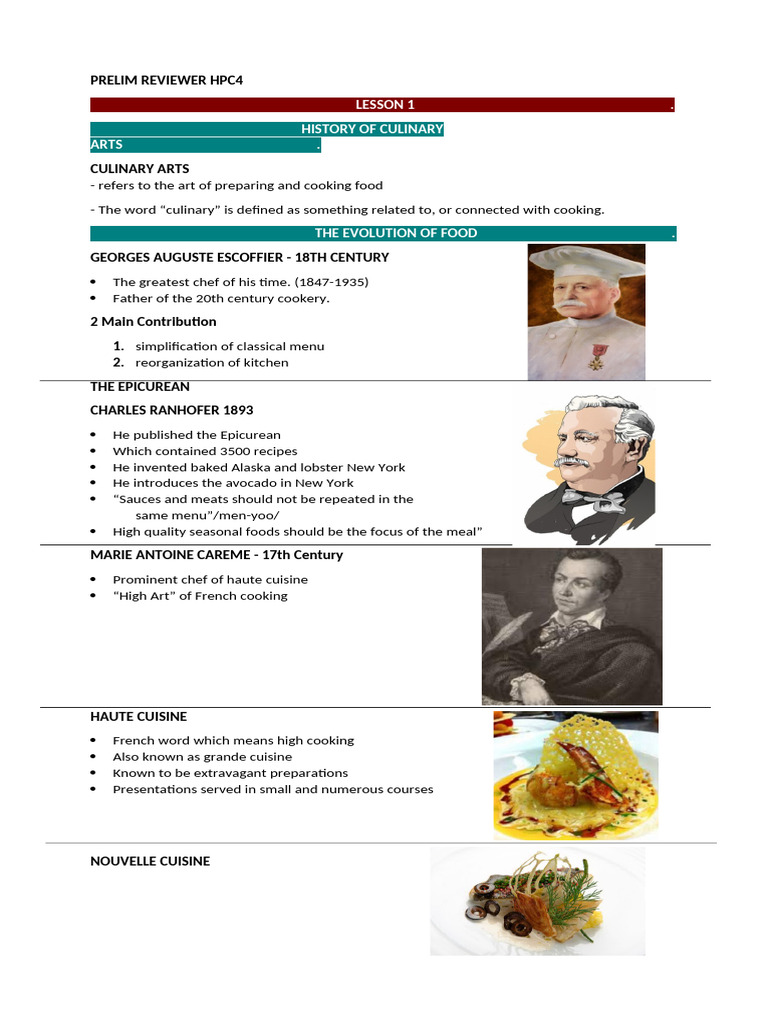 Prelim Reviewer Hpc4 | PDF | Chef | Cooking