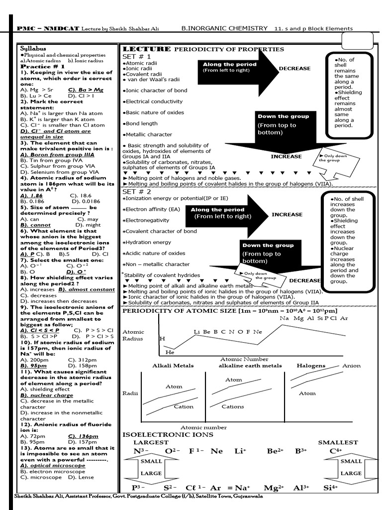 Key Unit 11 S and P Block Elements | PDF | Salt (Chemistry) | Chemical ...