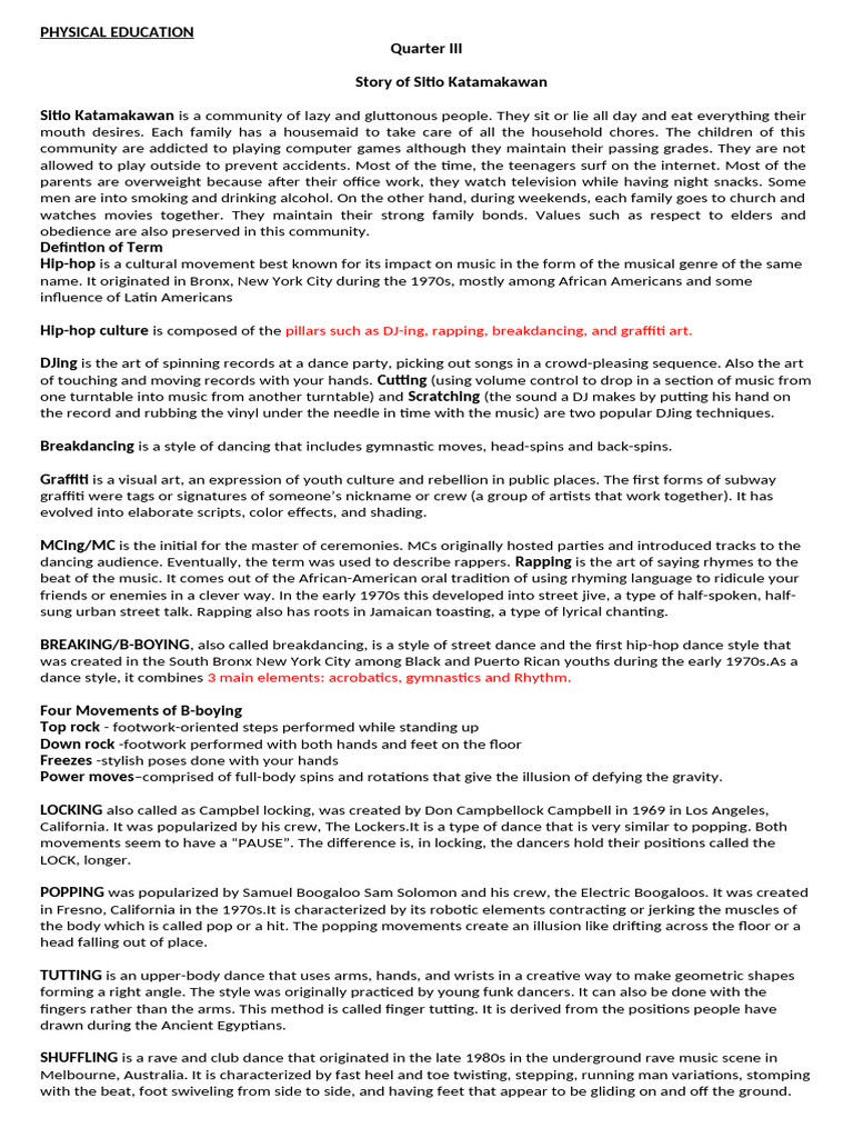 Outline-in-PE-HEALTH-Q3-Reviewer | PDF | Rapping | World Health ...