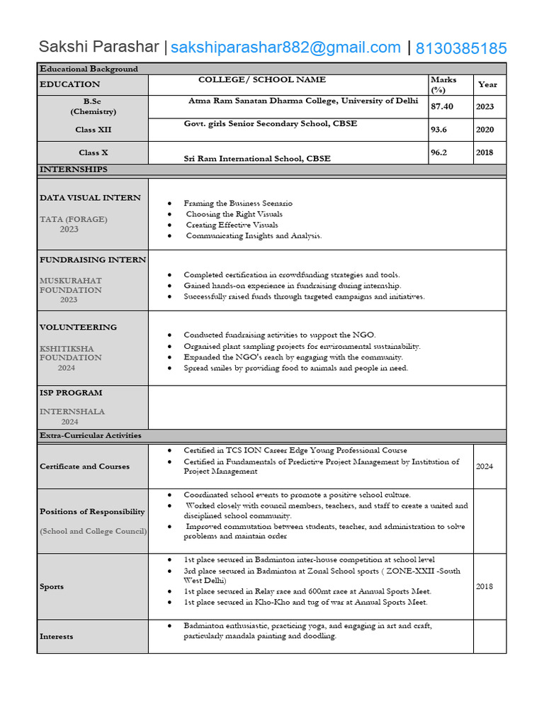 Sakshi resume | PDF