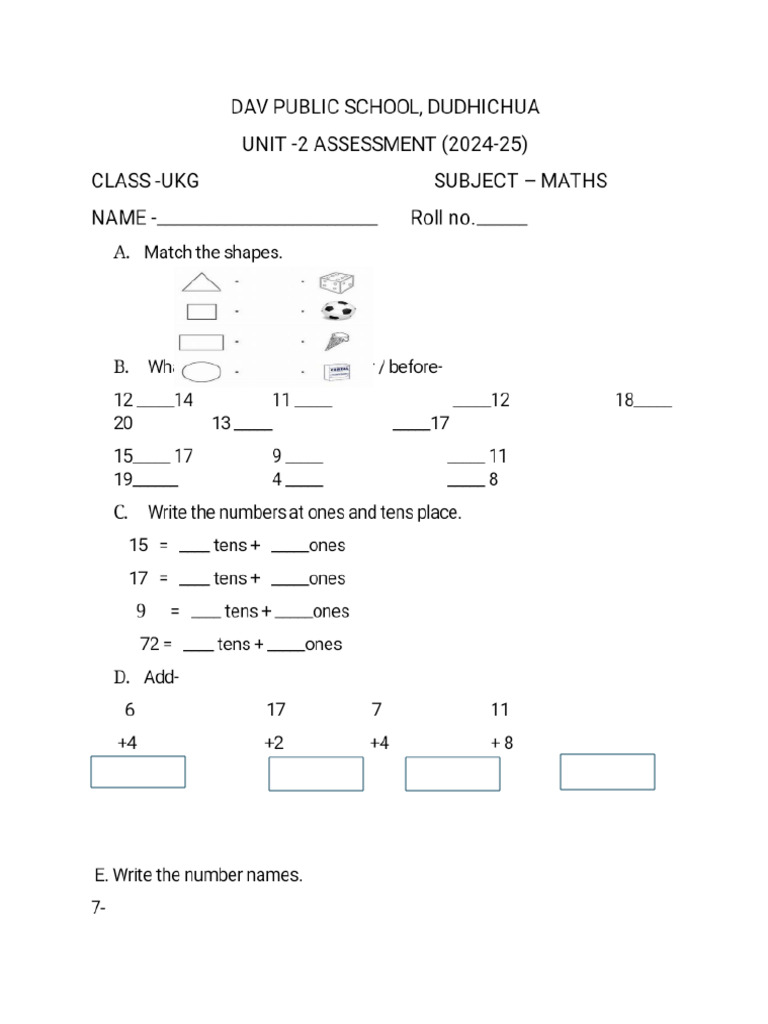 UKG MATHS._ | PDF
