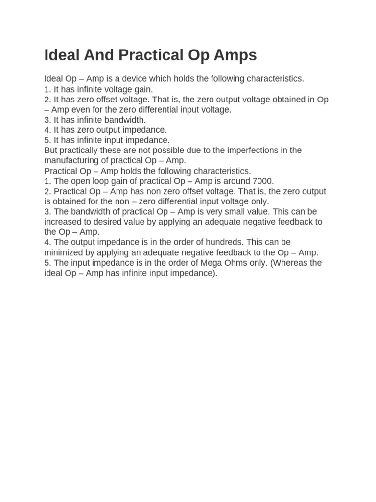 Ideal and Practical Op Amps | PDF