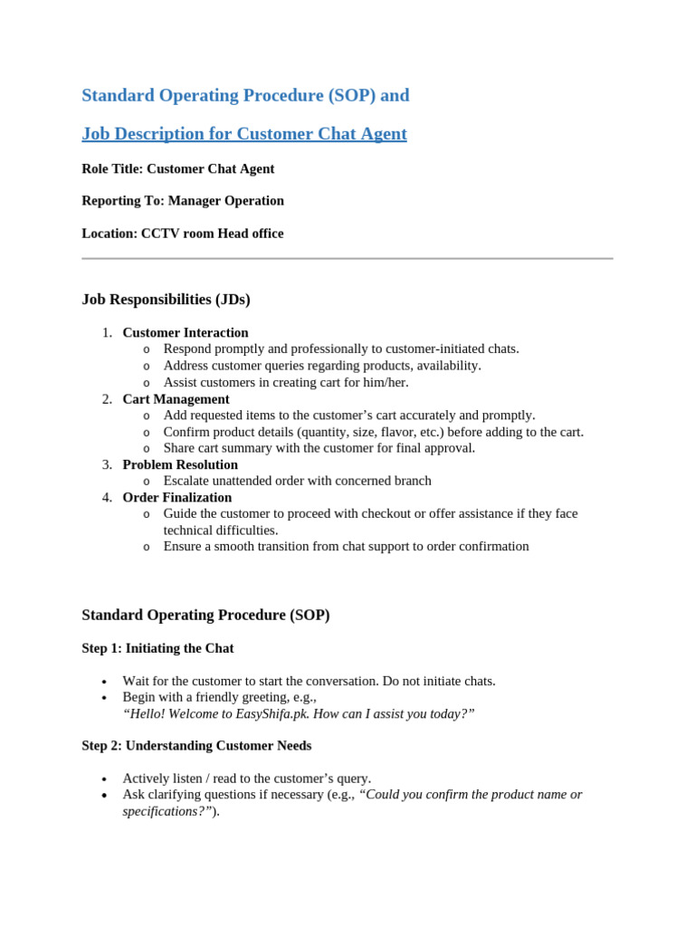 SOP & JDs (Chat Agent) | PDF
