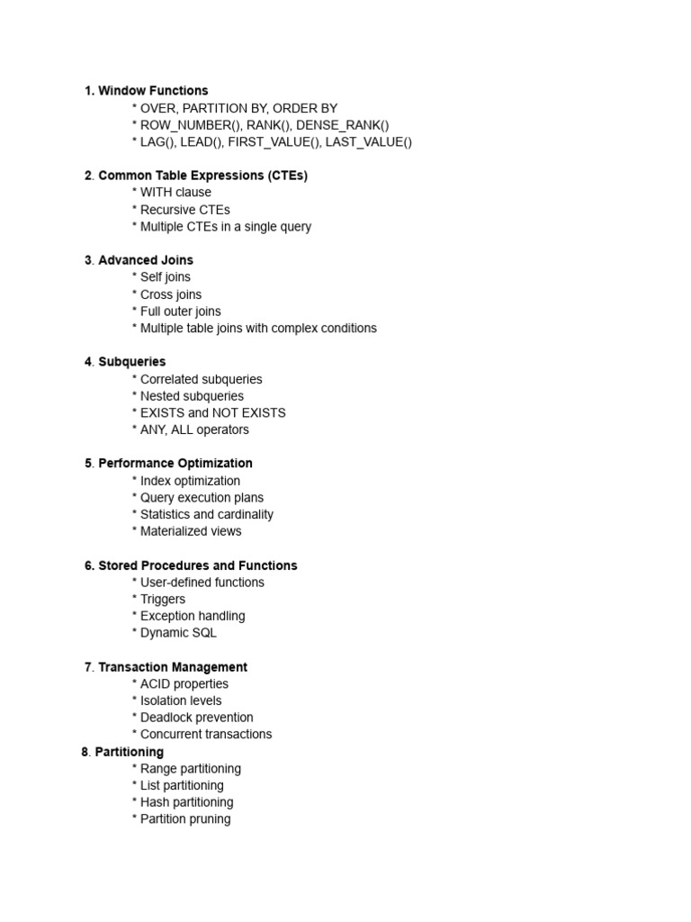 Advanced SQL Techniques and Functions | PDF | Database Index | Database Transaction