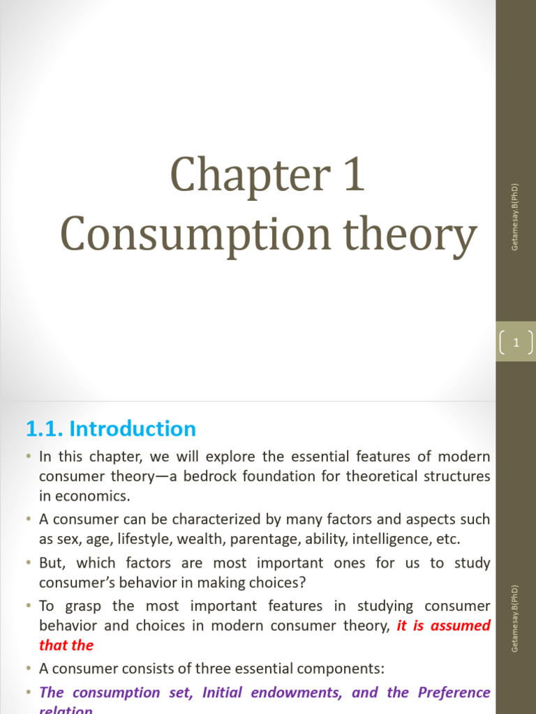 Chapter 1 Consumption Theory | PDF | Utility | Demand