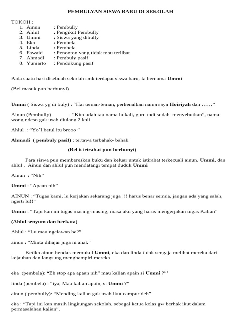 Naskah drama bullying Revisi baru | PDF