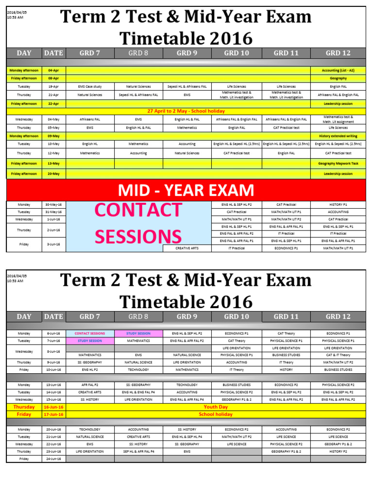 2026 12th Grade Exam Timetable | PDF | Mathematics | Inquiry