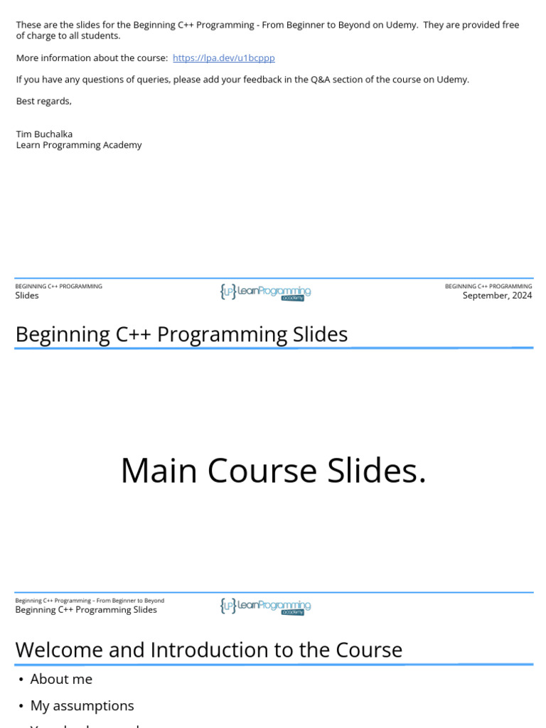 LPA Beginning C++ Programming From Beginner To Beyond SEP2024 | PDF | Data Type | Control Flow