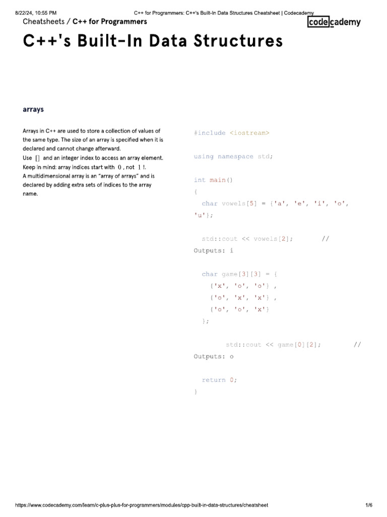 C++ BuiltIn Data Structures | PDF