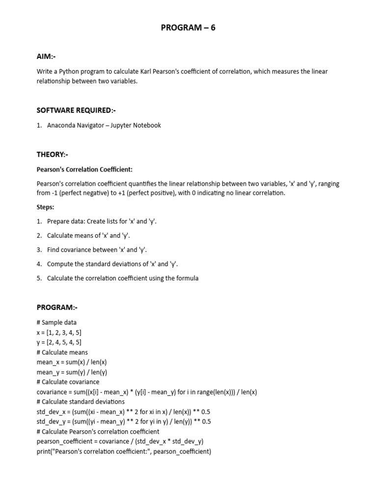 Calculate Pearson's Correlation Coefficient | PDF