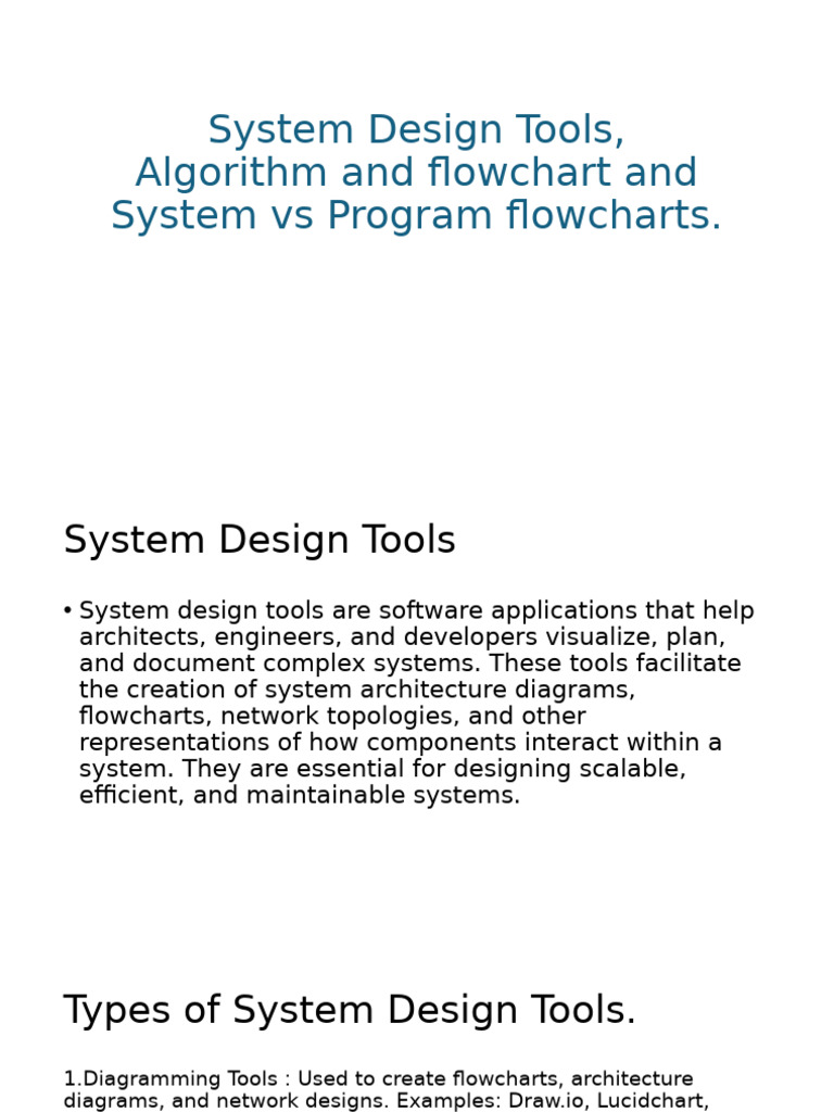System Design Tools Algorithm and Flowcharts Systems and Program Flowcharts | PDF | Algorithms ...