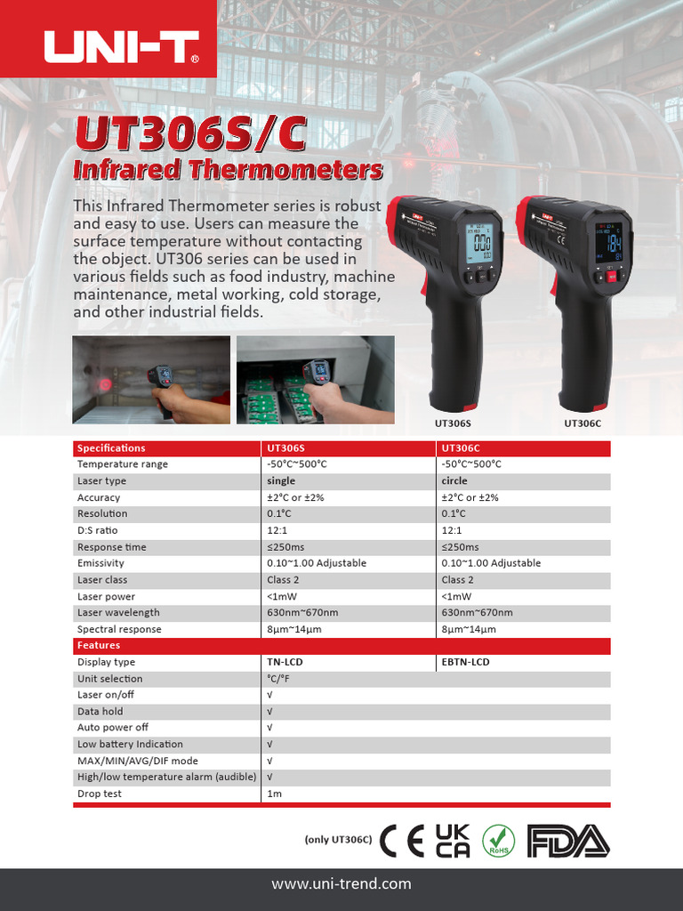 UT306 Infrared Thermometer Specs | PDF