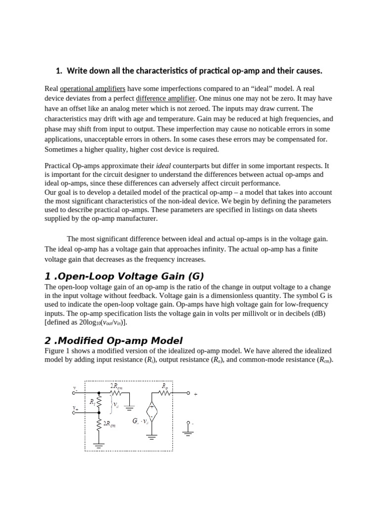 Write down all the characteristics of practical op | PDF | Operational ...